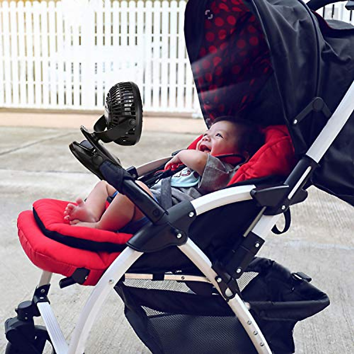 SkyGenius Battery Operated Clip on Mini Desk Fan, Black