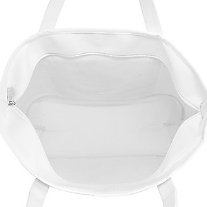 DALIX Large Canvas Tote Bag for Women Work Bag Beach Totes Monogrammed White P