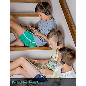 QWERDF Bulk Headphones Classroom 12 Packs Kids Wired Student Earphones for School (12pcs Black Headphones in Individual Bags)