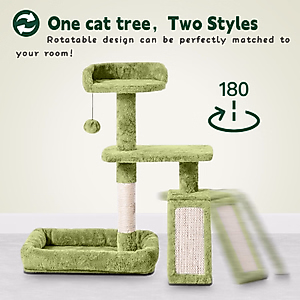 TSCOMON Cat Tree, 25 inch Small Cat Tower for Indoor Cats, with Sisal Scratching Post, Rotatable Base Cat Furniture Activity Center for Kittens Pet Play House