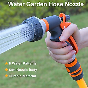 Garden Hose Sprayer Nozzle for Watering Plant Cleaning Cars Showering Pets with 8 Adjustable Pattern High Pressure Heavy Duty