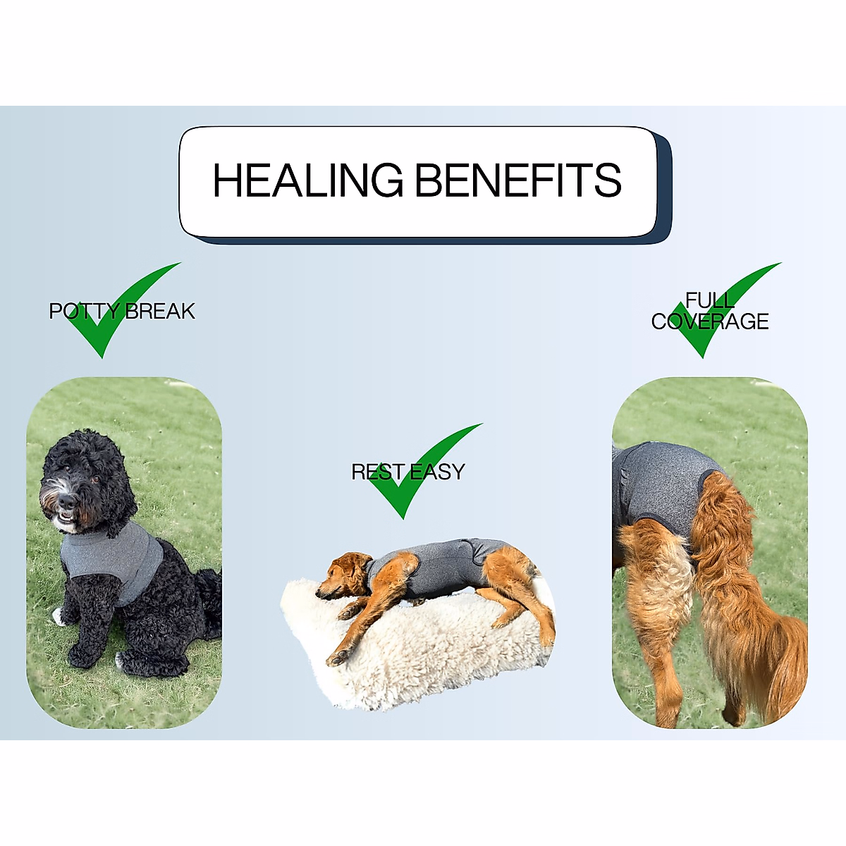 Dog Recovery Suit After Surgery - for Spay Neuter - with Washable Pads - Dog Onesie (Grey Large)