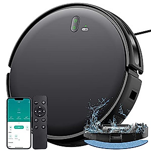 Robot Vacuum and Mop Combo, 2 in 1 Mopping Robotic Vacuum with 2000Pa Max Suction, WiFi/App/Alexa, Schedule Settings, Self-Charging, Slim, Tangle-Free, Ideal for Hard Floor, Pet Hair and Carpet