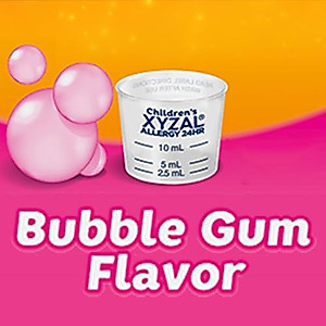 Xyzal Children's Oral Solution 24-Hour Allergy Relief for Kids, New Bubble Gum Flavor, 5 Fl. oz. (Alcohol-free, Sugar-free & Dye-free)