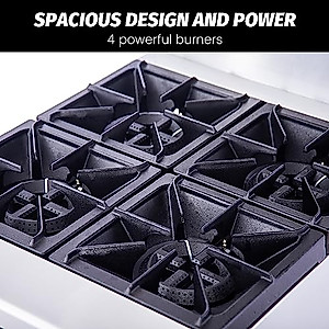 Hakka 24" Gas Range Stove with 4 Powerful Burners, 30,000X4 output for Commercial Kitchens