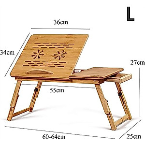 GRALES Laptop Bed Table Portable Folding Adjustable Small Table Computer Notebook Desk Bed with Drawer for Eating Breakfast Reading Foldable Computer Desk