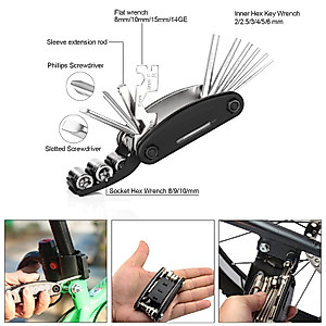 DAWAY A35 Bike Repair Kit - 120 PSI Mini Pump & 16 in 1 Bicycle Multi Tool with Handy Bag Included Glueless Tire Tube Patches & Tire Levers, Practical Gift