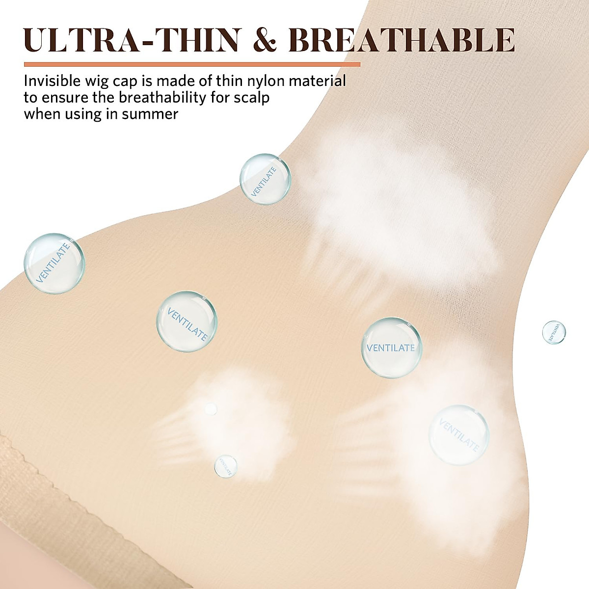 MORGLES 20 Pcs Wig Cap Beige, Stretchy Nylon Wig Caps for Women