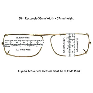 Slim Rectangle NON Polarized Yellow Lens Clip On Sunglasses (Pewter-NON Polarized Yellow Lens, 54mm Width x 33mm Height)