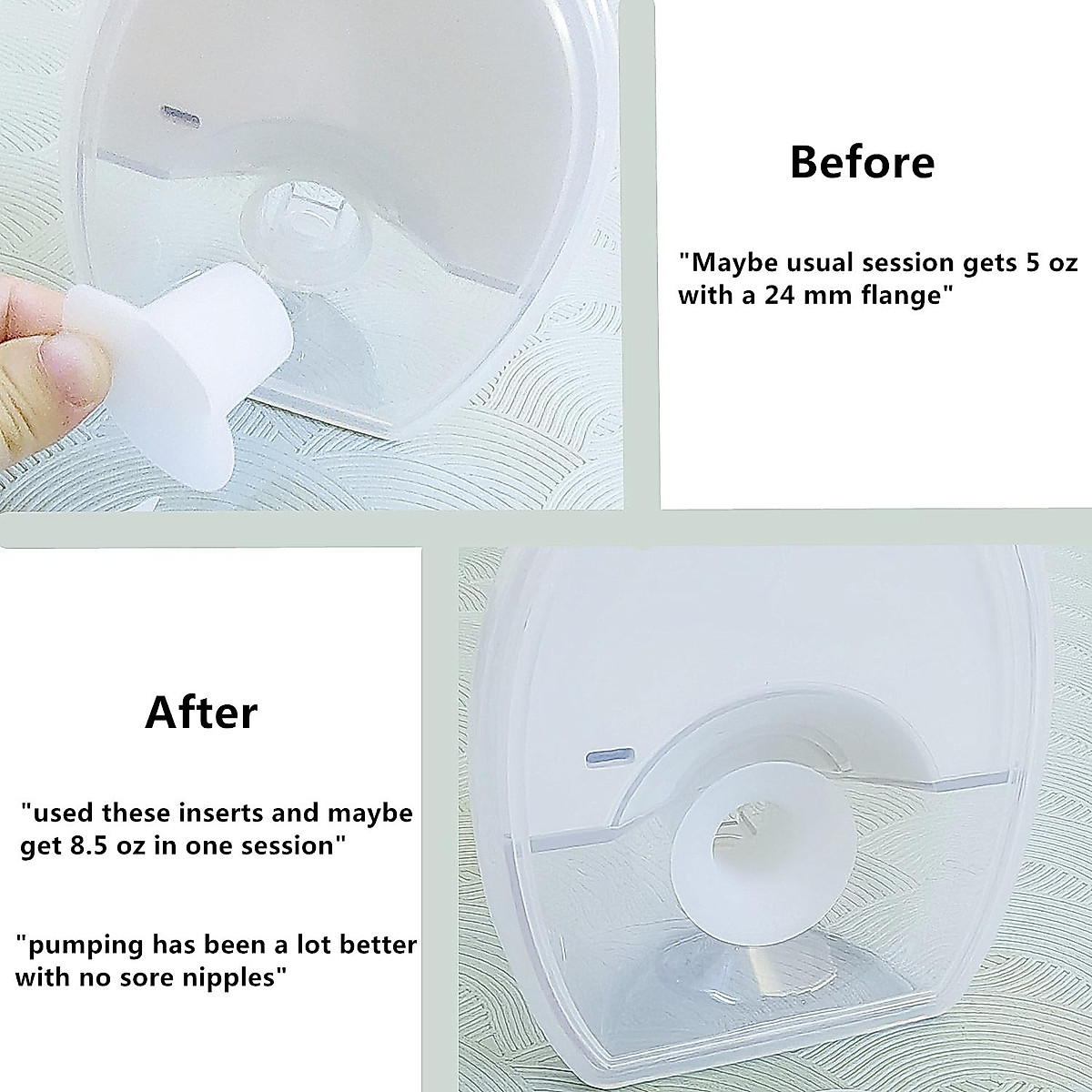 Wearable Breast Pump Flange Inserts 19mm, 4pcs Replacement Compatible with Spectra Motif Luna Medela Momcozy Tsrete 24mm Pump Flange for Pumping Moms