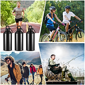 CHENGU 10 Pcs Aluminum Water Bottle 20 oz Reusable Bottles Lightweight Leak Proof Aluminum Sports Travel Bottles with Twist Cap Buckle for Gym, Hiking, Cycling, Camping, Fishing(Black)