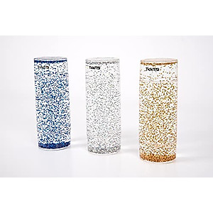 TickiT Sensory Glitter Storm - Set of 3 - Blue, Silver, Gold - Calming Glitter Tubes for Stress and Anxiety Relief - Encourage Focus and Concentration - Special Needs Toy