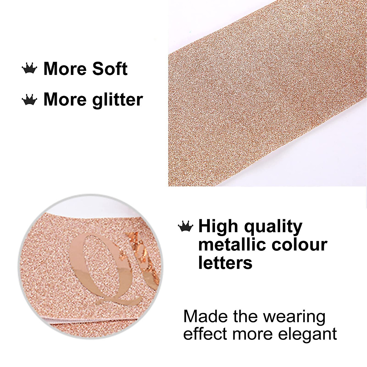 BLUPLE Birthday Queen Sash Rose Gold Birthday Sash for Women Girls Gift, Birthday Decorations Party Favors