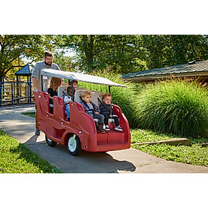 Gaggle by Foundations Parade 6 Seat Buggy Stroller with 5 Point Harness for Added Safety, Multi-Child Buggy Stroller with Soft Stop Brake, Fits Through Standard Doorways, Made in The USA (Red/Gray)