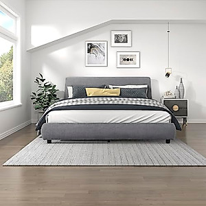 Lexicon Ithaca Chenille Upholstered Platform Bed, Cal King, Gray