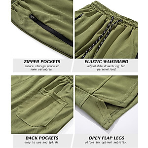 FLYFIREFLY Men's Gym Workout Shorts Running Training Fitted Joggeing Short Pants for Men Bodybuilding Green