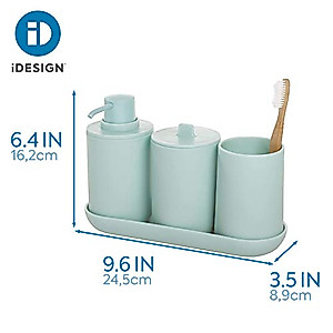 iDesign Cade 4-Piece Bathroom Accessory Set, Soft Aqua