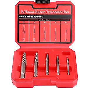 UYECOVE 7 Pieces 35# Cr-Mo Spiral Screw Extractor Set, Stripped Screw Extractor Set for Removing Stripped Screws and Broken Bolts, Easy Out Bolt Extractor Set Broken Screw Extractor Kit