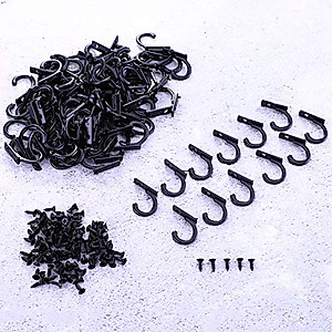 Zhehao 100 Pieces Key Hooks Jewelry Small Hooks Key Hanging Small Hooks Wall Mounted Single Hook Robe Hooks Coat Hooks and 110 Pieces Screws for Hanging Hat, Scarf, Bag (Black,100 Pieces)
