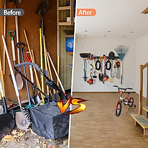 Gatsowm Tool Storage Rack Wall Mount, 48 Inch Adjustable Garage Tool Organizer, Heavy Duty Garden Tool Organizer Rack, Yard Tool Organizer for Rake Shovel Broom Mop Wall Holder