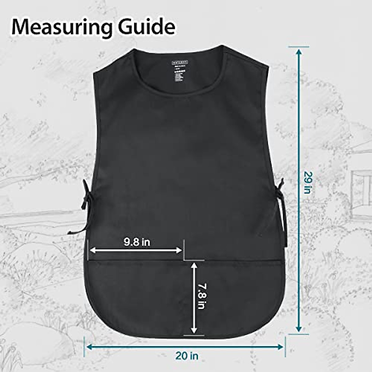 ROTANET Black Smock Cobbler Apron Art Apron Paint Cooking Cleaning Work 2 Pockets Dirt Resistant Men Women Teen