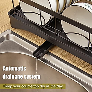 BNUNWISH Dish Drying Rack with Drainboard, 2 Tier Large Capacity Stainless Steel Dish Drainer Racks for Kitchen Counter with Utensil Holder, Cup Racks & Cutting Board Holder