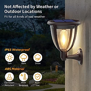TYCOLIT 2 in 1 Solar Post Light Photocell Sensor Wall Lights Outdoor, IP65 Waterproof Warm White 2800K, 2 Lighting Modes Solar Post Lamp Wall Sconce Outdoor for Fence Patio Garden Yard, 2 Packs