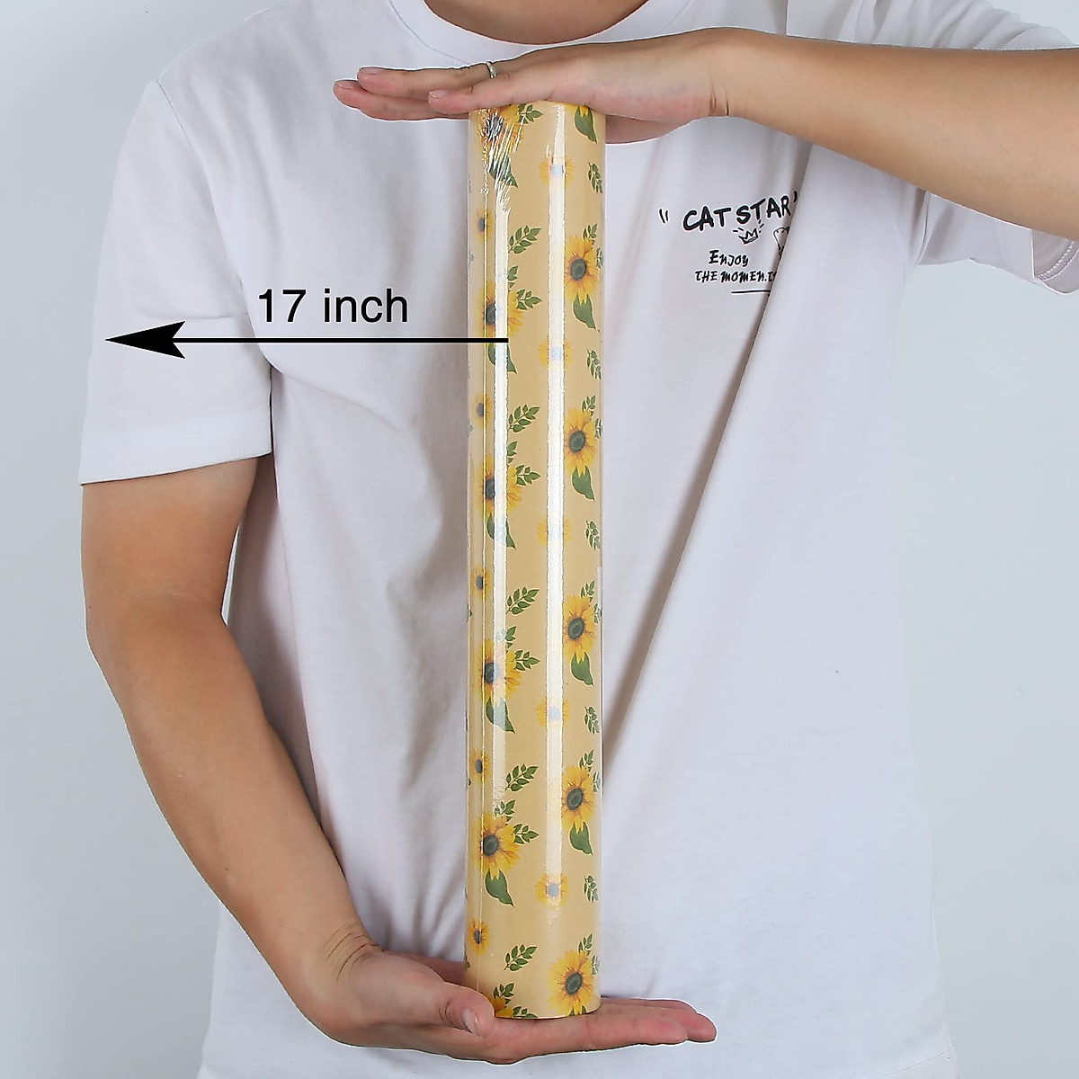 Aimyoo Kraft Floral Wrapping Paper Jumbo Roll, All Occasion Sunflower Flower Gift Wrap Paper for Wedding Bridal Shower Birthday, 17 in x 60 ft