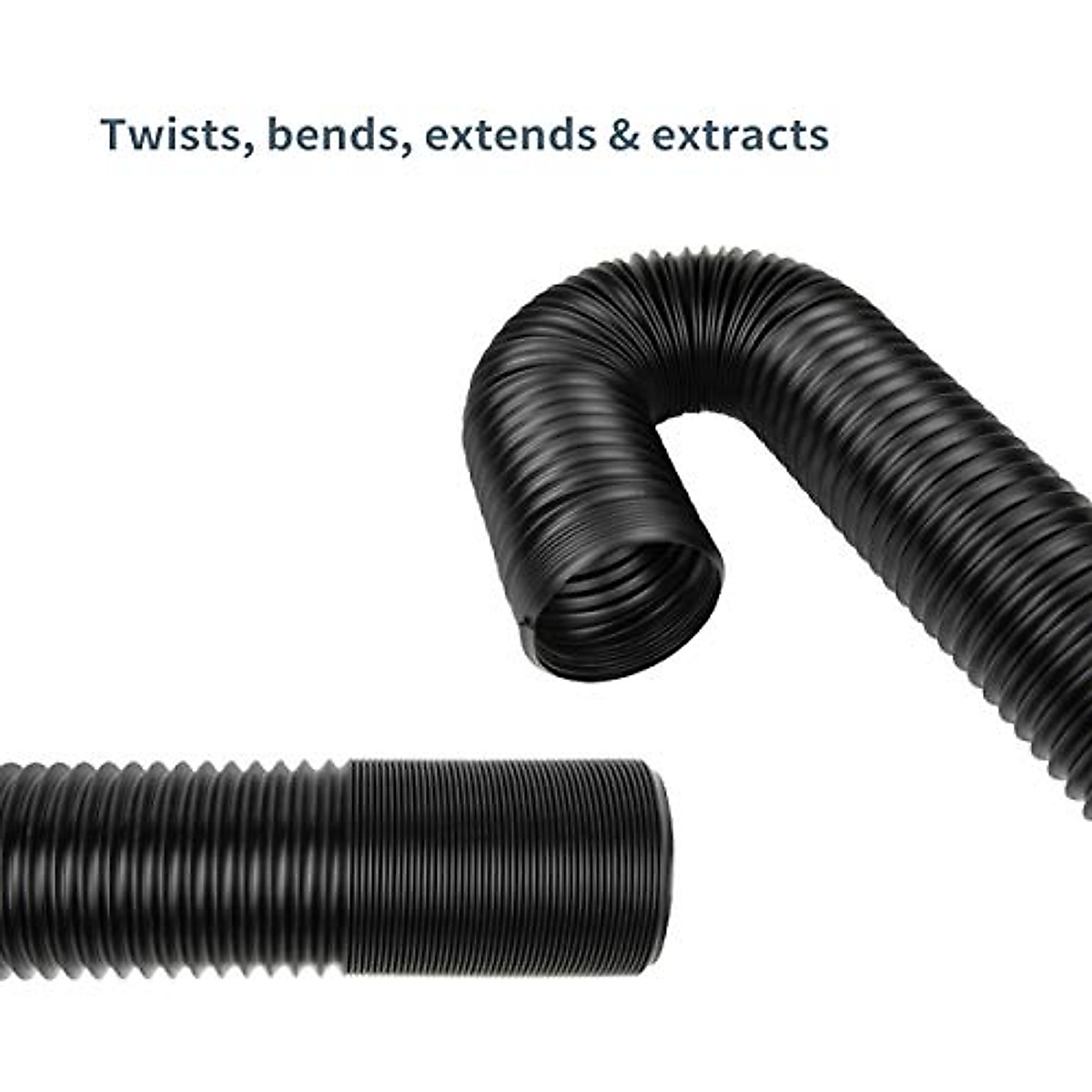 POWERTEC 70198 2-1/2-Inch Flexible Dust Collection Hose 36-Inch Long, black, 2-1/2-Inch