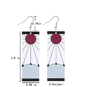 Anime Kamado Tanjiro Hanafuda Earrings - Kimetsu No Yaiba Tanjiro Earrings - Cosplay Accessories For Womens (Tanjiro, Acrylic, Hook)