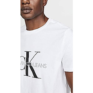Calvin Klein Men's Short Sleeve Monogram Logo T-Shirt, Brilliant White Unbox, X-Large