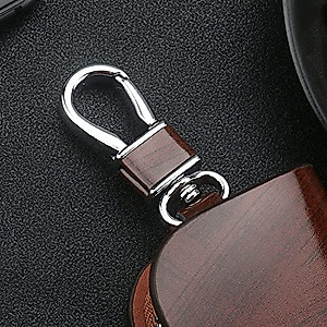 Payutou Leather Car Key Case Holder Leather Car Key Keychain Holder Metal Hook and Keyring Zipper Auto Car Key Chain (Brown)