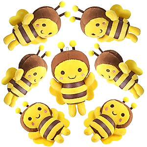 8 Pcs 5 Inch Stuffed Bees Plush Soft Bees Small Bee Stuffed Animal Realistic Cartoon Little Honey Bee Stuffed Toy Adorable Bee Doll for Bee Birthday Party Decorations DIY (Vivid Style)