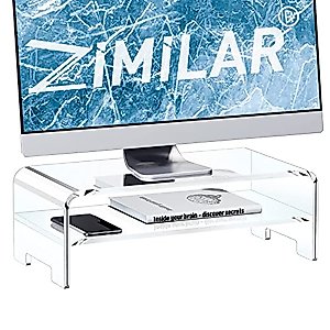 Zimilar Acrylic Monitor Stand Riser, 16inch Clear Acrylic Monitor Riser for Home Office, 2-Tier Clear Monitor Stand Laptop Stand Riser for PC Screen, Printer, Mac Book (2-Tier Acrylic)