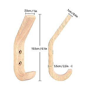Pack of 4 Wooden Wall Hooks, Decorative Natural Wood Coat Hanger, Mounted Towel Rack for Hanging Jacket, Bags, Backpacks, Mugs, Keys, Fishhook-Shaped Hat Organizers for Entryway, Living Room (Natural)