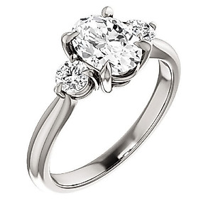 10K Solid White Gold Handmade Engagement Ring 1.0 CT Oval Cut Moissanite Diamond Solitaire Wedding/Bridal Ring Set for Women/Her Propose Ring (6)