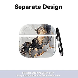 AirPods 3 Case Cover Graceful Marble Hard Protective Case Shockproof Cover with Keychain Compatible with Apple AirPods Charging Case 3 TPU Case for Airpods 3