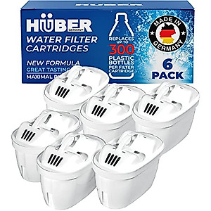 HUBBER Huber 6 Pack Water Filter Replacement, German Quality, Replacement Filters for BWT Pitchers and Huber Dispensers, Technology for Superior Filtration & Taste HU-6WF