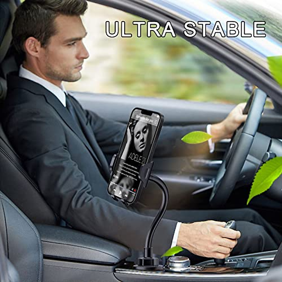 Lopnord Car Phone Holder Mount Cup Holder, Phone Mount for Car Compatible with iPhone 14 13 Pro Max/Samsung Galaxy S23 S22 Ultra/S21/S20, Cell Phone Holder Car Flexible Gooseneck Phone Holder for Car