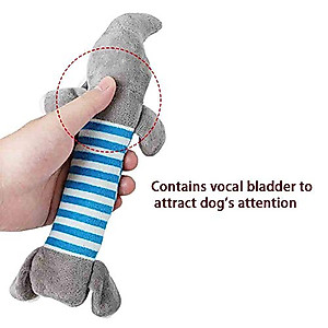 HongGun Dog Squeaky Toys, Durable Plush Dog Chew Toys Interactive Pet Squeaky Toys Pig, Duck, Elephant Do Toys for Small Dog Medium Dog Large Dog (Grey)