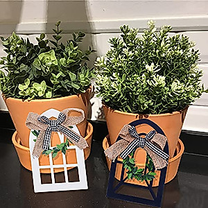 4-Piece Wooden Farmhouse Window Black and White Lattice Tiered Tray Decoration Cathedral Arched Window Wall Decor Home Kitchen Shelf Tier Photo Props Mini Rustic Window Frame Decoration Items (4 pcs)