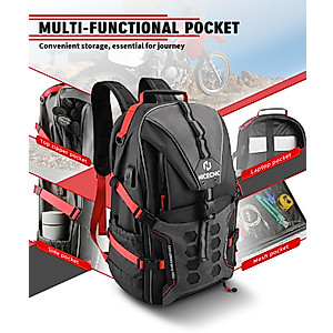 NICECNC Motorcycle Helmet Backpack 35L Large Capacity Motorcycle Helmet Bag, Universal Motorcycle Riding Backpacks for Men Motorcycle Lugguge Storage Bag with Hidden Helmet Net, Red