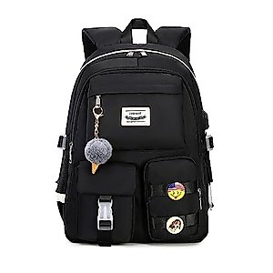Jaygulf Waterproof Women Laptop Backpack Casual Girls Daypack Black
