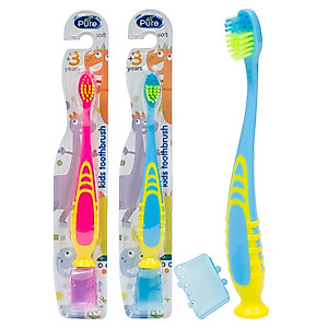 ALL PURE 6 Pack Kids Toothbrush Suction Cup Stand Soft Bristles Toddler Clean Oral Care