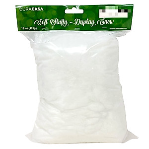 DuraCasa Christmas Cotton Snow Decor - 15 oz of Fluffy Indoor Snow for Decorating - Artificial Snow for Your Mantle, Village or Nativity Set, Flame Resistant, Christmas Decorations (15 oz.)