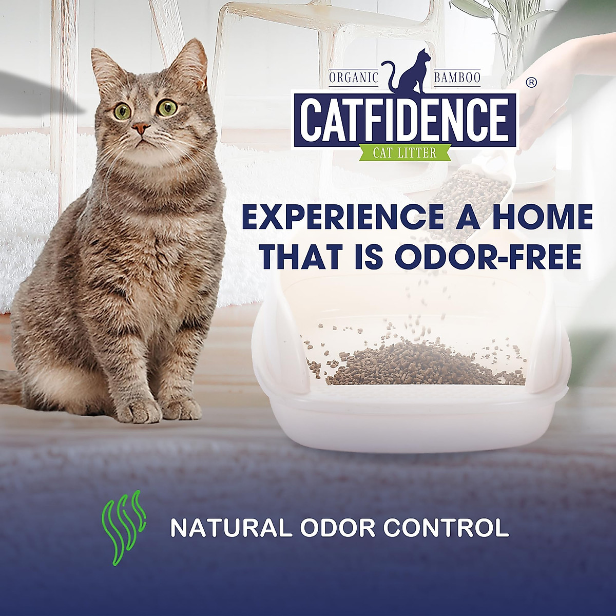 The Original Poop Bags® Cat Litter - Catfidence® Organic Bamboo Unscented, Dust Free Kitty Litter - Long Lasting Odor Control & Fast Drying Cat Litter for Multi-Cats - (21lb Cat Litter)