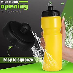 Sunnyray 20 Pcs Sports Water Bottle 23 oz Reusable Squeeze Water Bottles Blank Plastic Water Bottles with Leakproof Pull Top Cap for Kids Adults Sports Fitness Bike DIY, Dishwasher Safe, 5 Colors