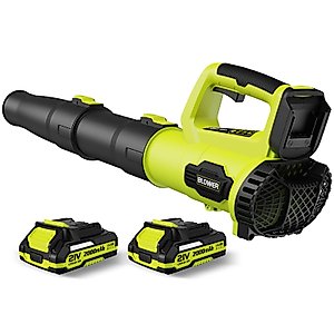 LEAPUL Leaf Blower, 21V Electric Cordless Leaf Blower, 2 X 2.0Ah Batteries and Charger Included, Lightweight Leaf Blower for Patio Cleaning, Lawn Care, Blowing Leaves and Dust, etc.