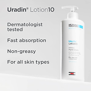ISDIN Body Lotion Uradin10, 24 Hour Intense Hydration, 10% Urea, Fast Absorbing, Dermatologically Tested, 13.5 Fl Oz