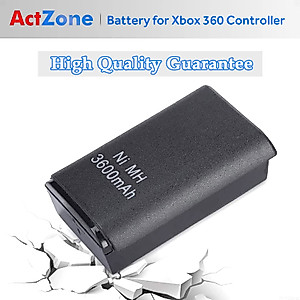 ActZone 2pcs 3600mAh Rechargeable Ni-MH Battery Replacement for Xbox 360 Wireless Controller